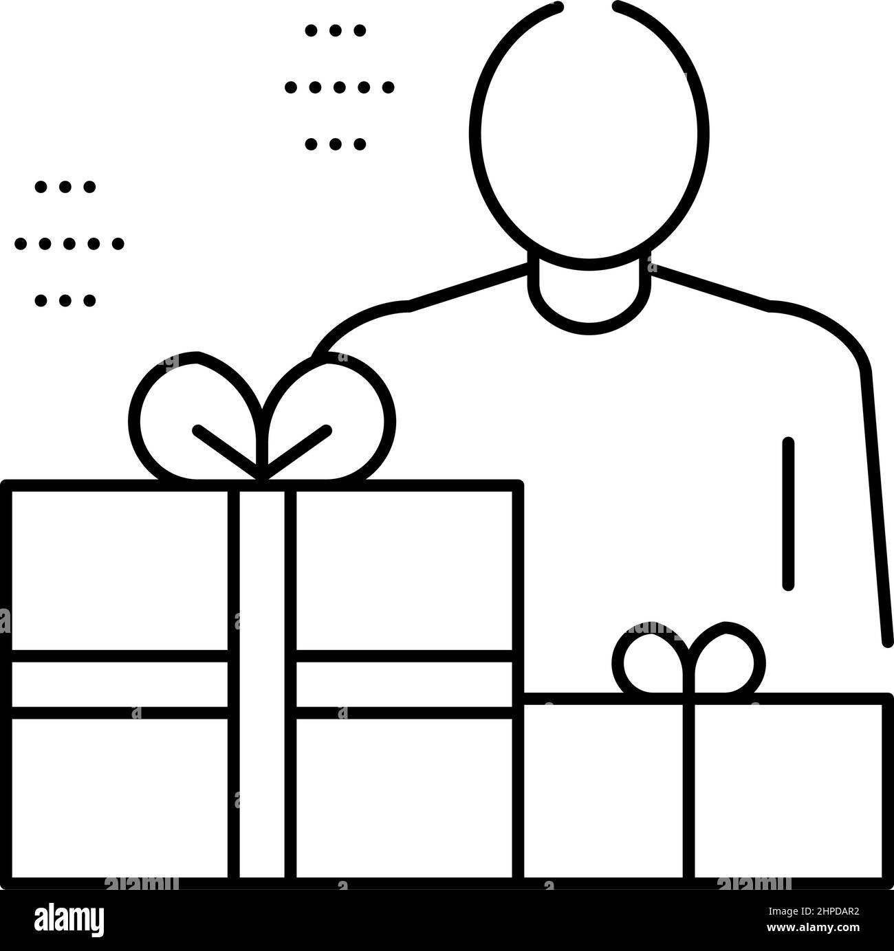 human with presents line icon vector illustration Stock Vector Image ...