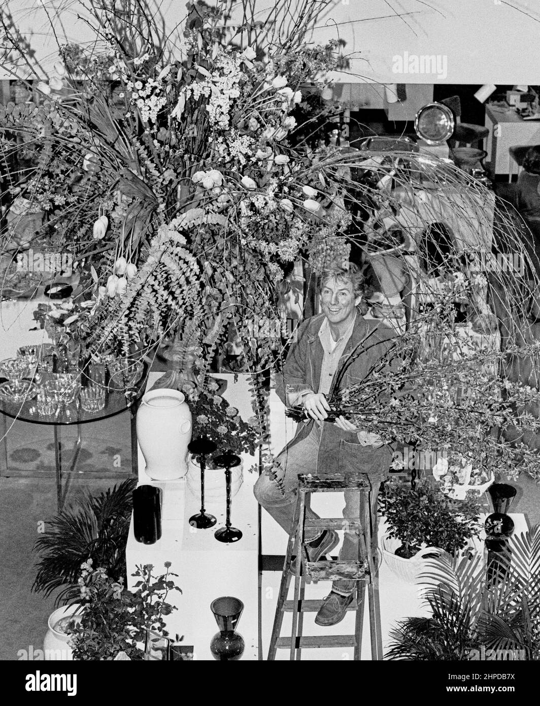 Kenneth Turner, floral designer at Gumps in San Francisco, California, 1980s Stock Photo - Alamy