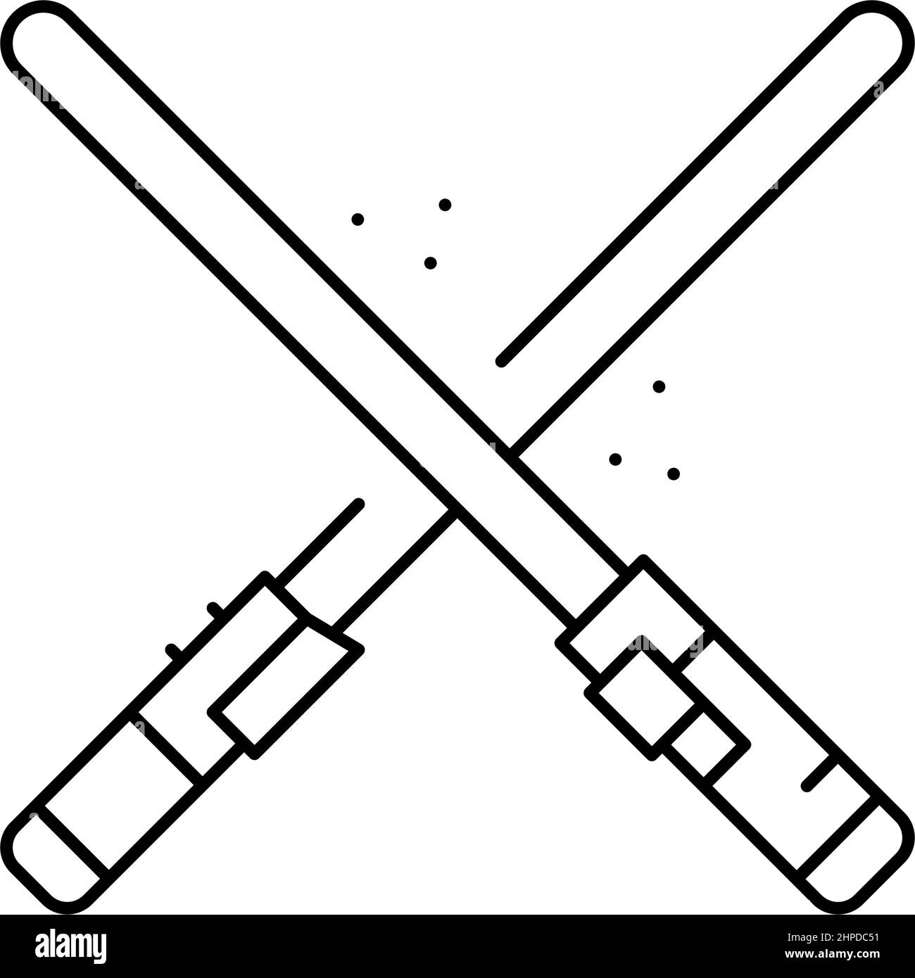 crossed light swords fight line icon vector illustration Stock Vector ...