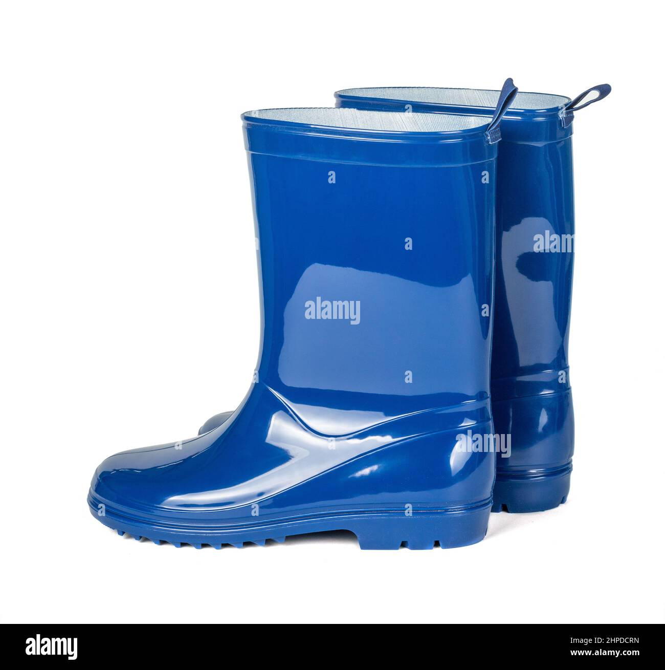 Blue rubber boots isolated on white background Stock Photo - Alamy