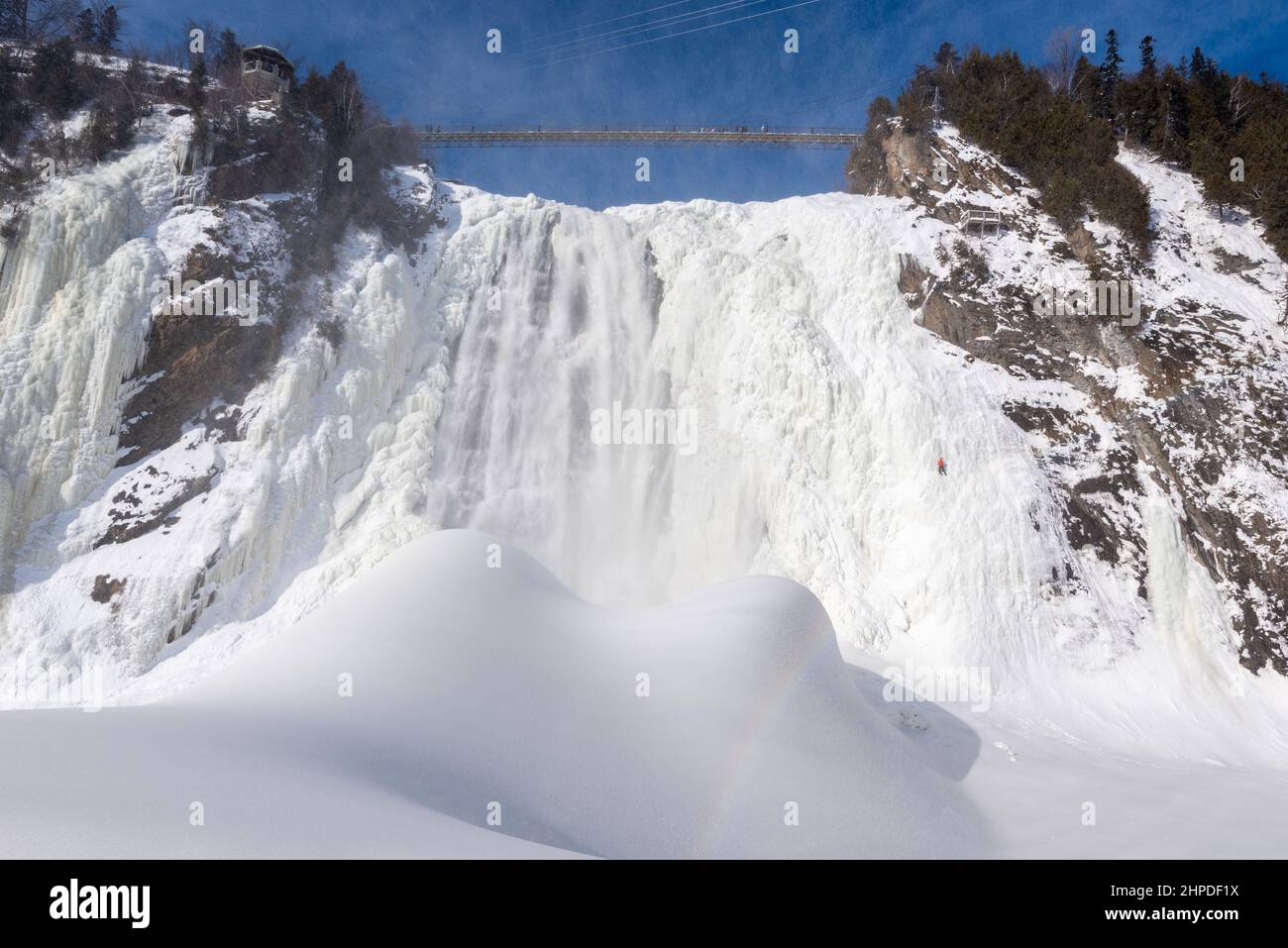 Winter landscape of the Montmorency Falls national park of the Sepaq ...