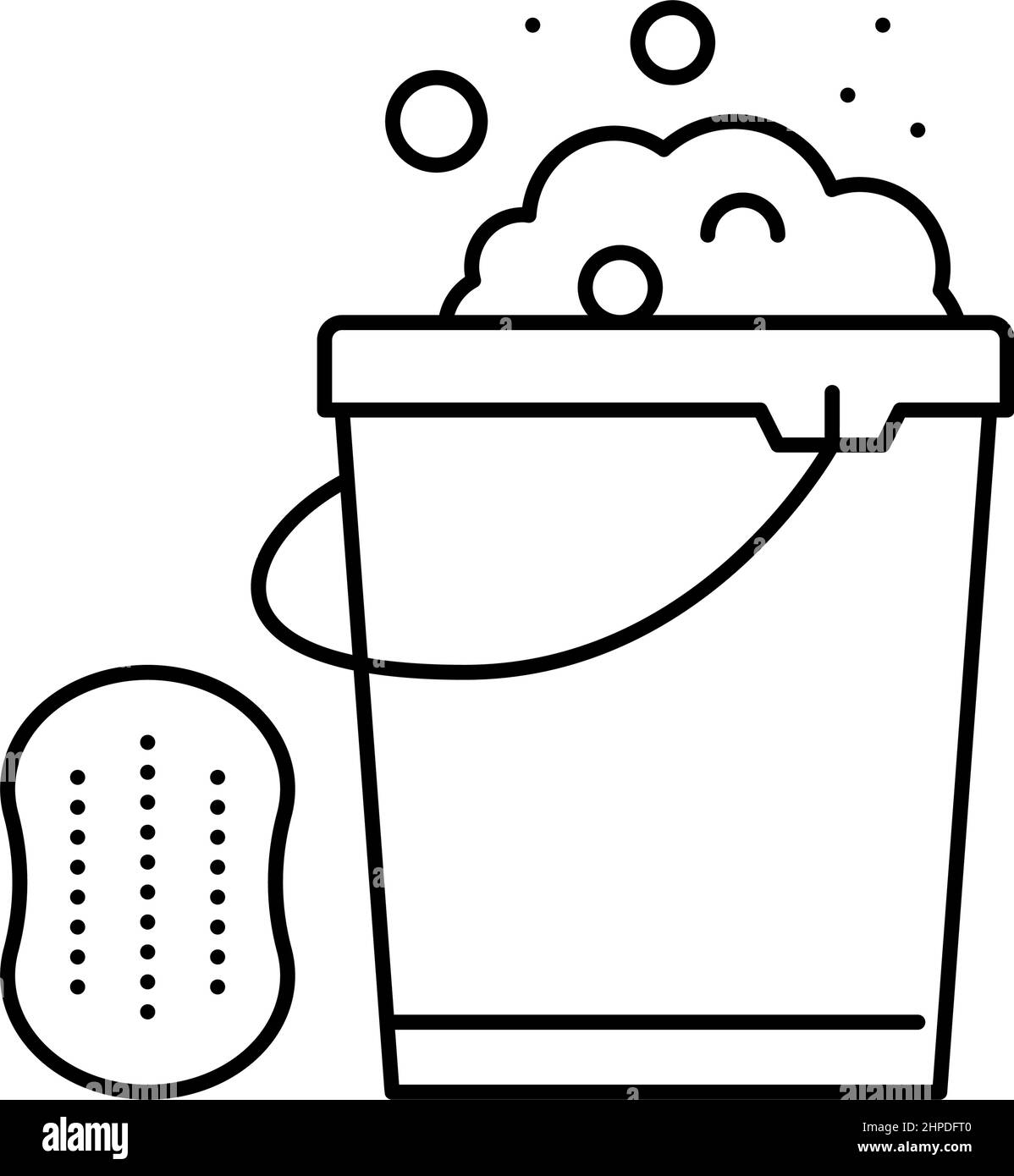 sponge and bucket with water line icon vector illustration Stock Vector ...