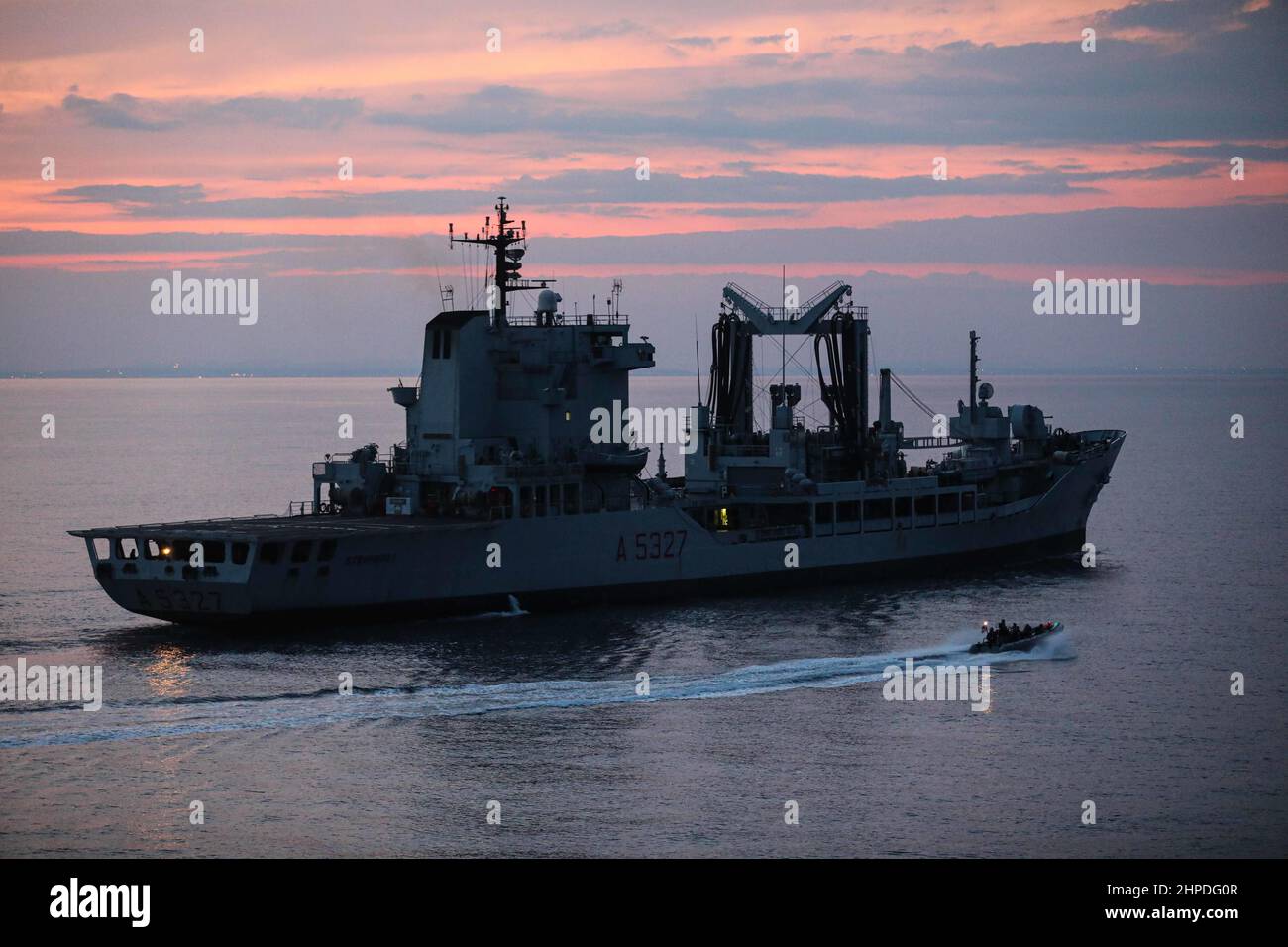 220212-N-ED646-3060 GULF OF TARANTO (Feb. 12, 2022) Sailors assigned to ...