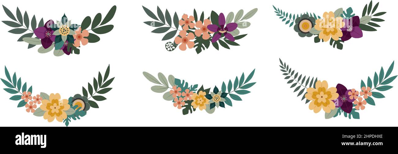 Flower diadem set. Flower headband diadem, tiara isolated on white ...