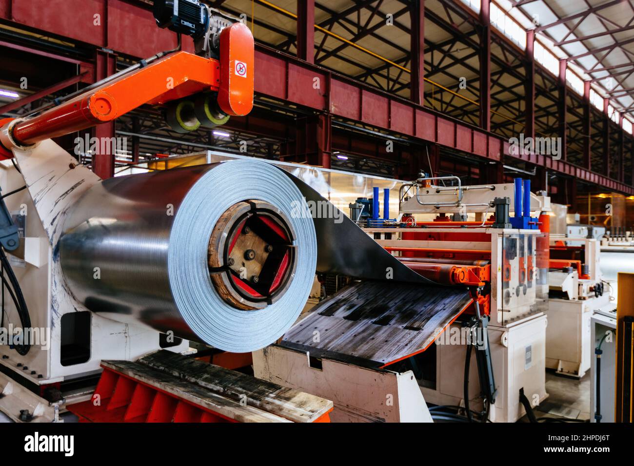Roll of galvanized steel sheet at metalworking factory Stock Photo - Alamy