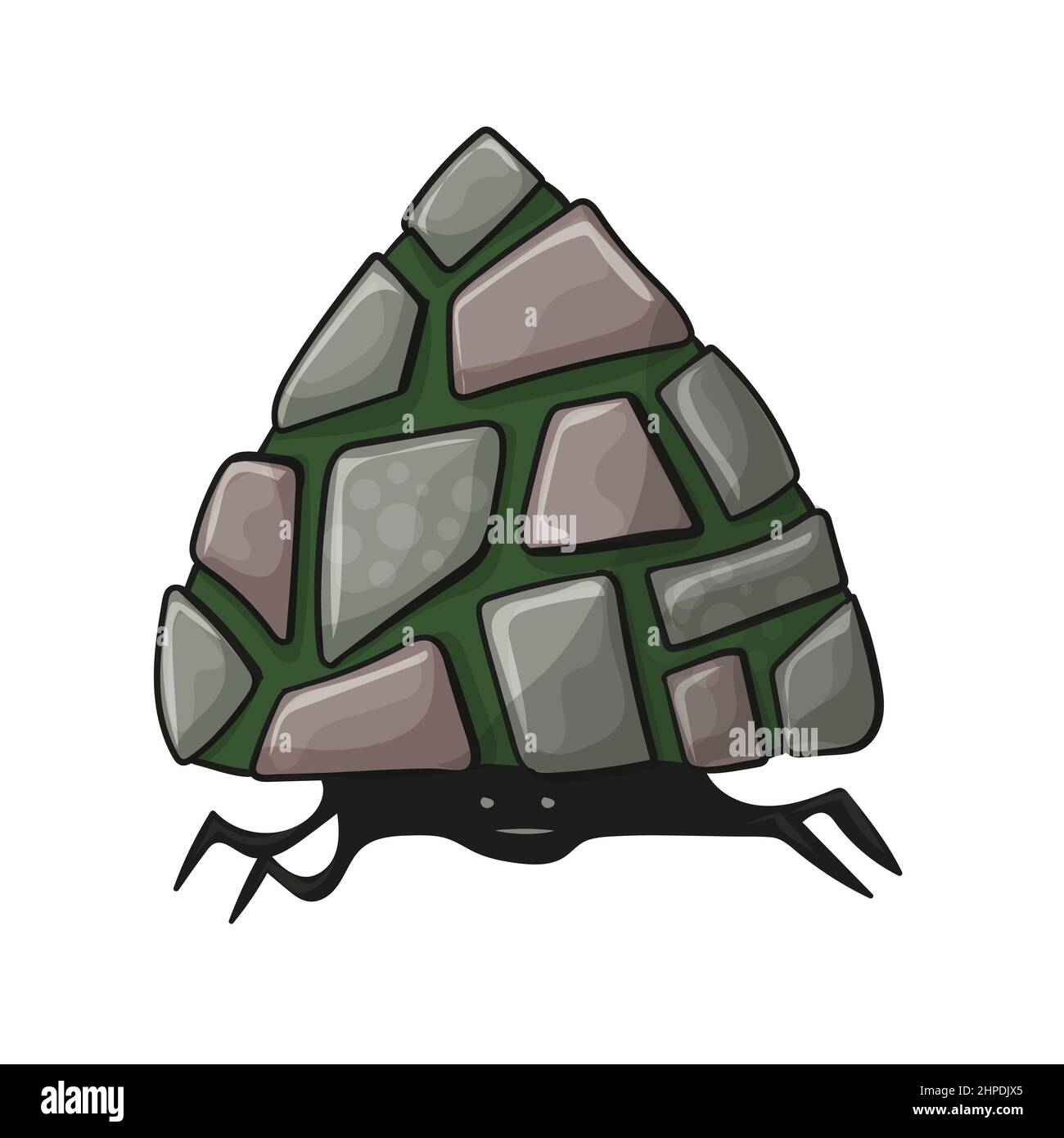 Crawling stone monster. Cute dark character in cartoon style isolated ...