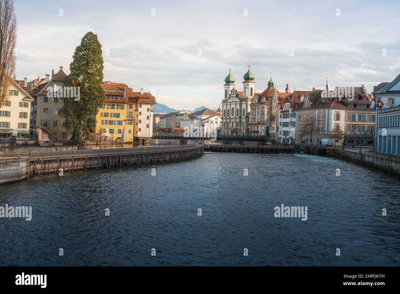 Luzern Skyline with Jesuit Church and Reuss River - Lucerne ...