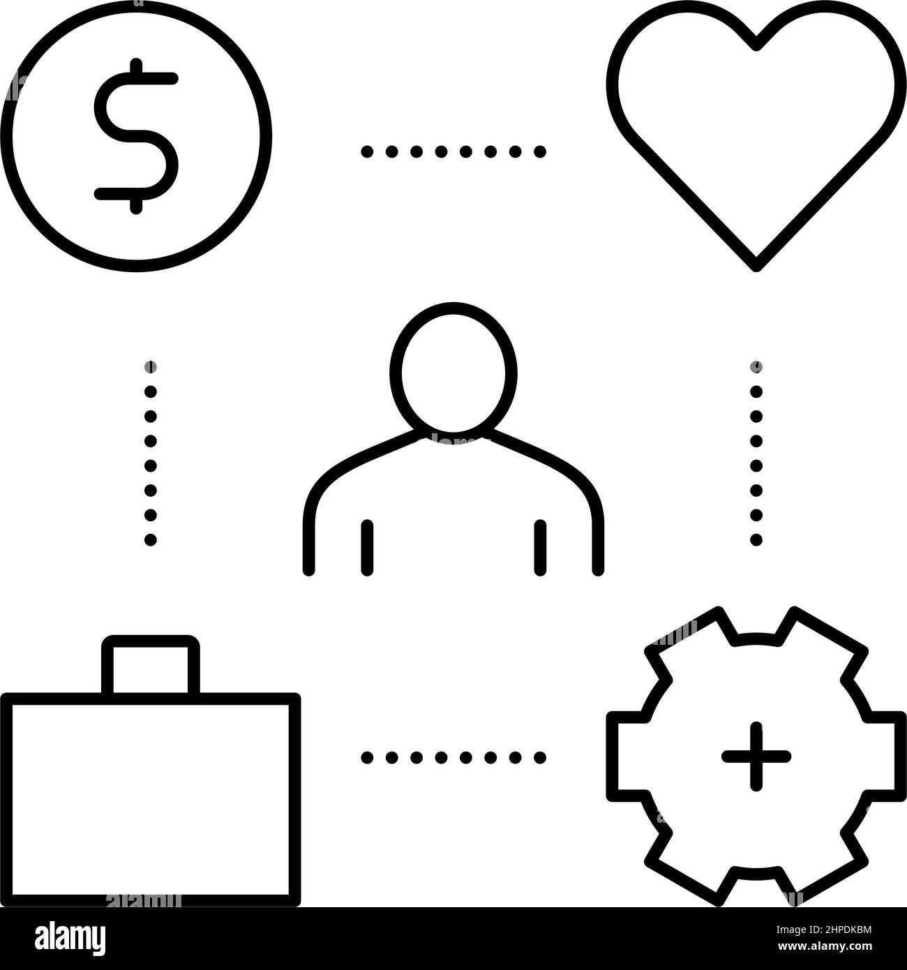 working process, love and pay for work line icon vector illustration ...