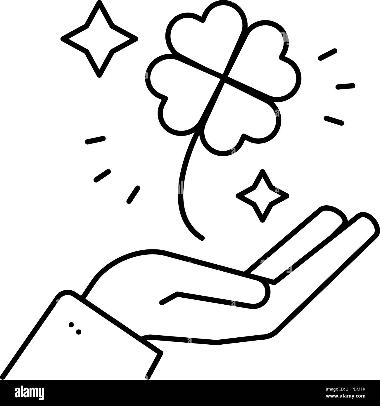 clover for luck holding hand lotto line icon vector illustration Stock ...