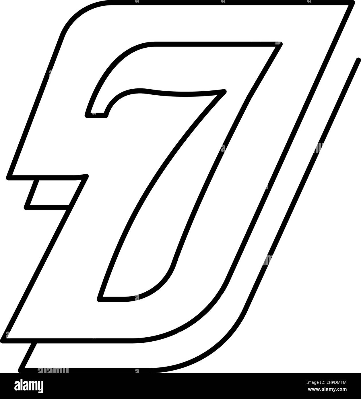 seventh number line icon vector illustration Stock Vector Image & Art ...