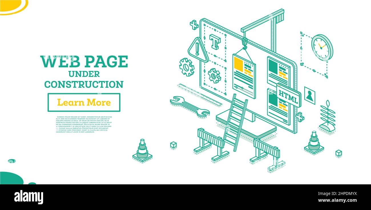 Web Page of Website Under Construction. Vector Illustration. Isometric ...