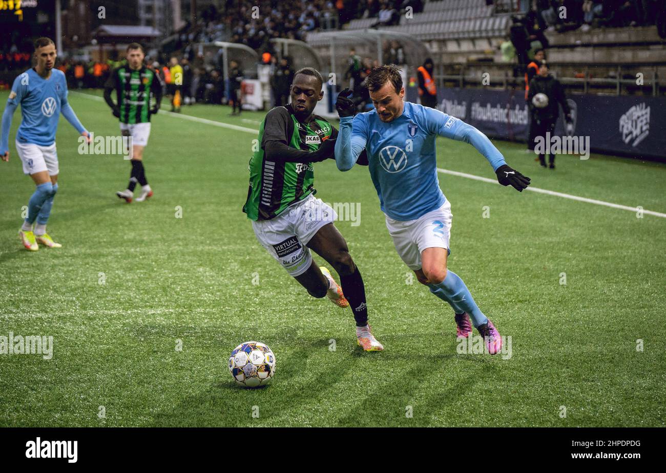 Malmoe, Sweden. 20th Feb, 2022. Eric Larsson (2) of Malmoe FF and ...