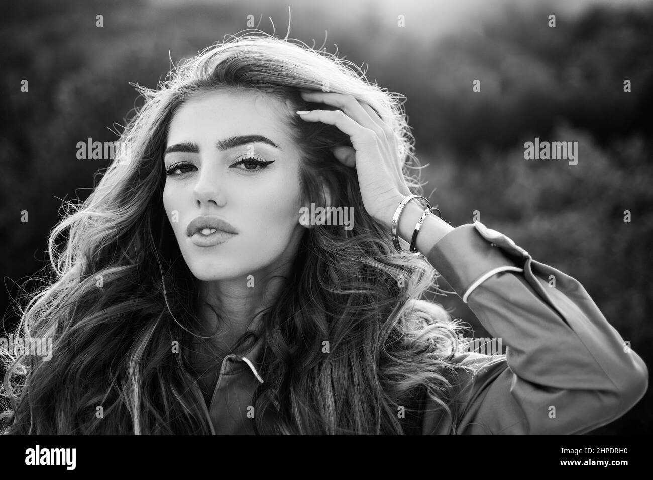 Seasonal fashion. Spring woman outdoor. Treatment and skincare. Natural ...