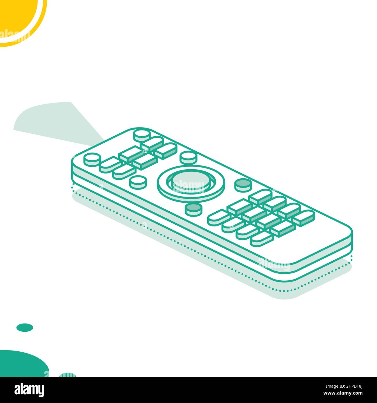 TV Remote Control Isolated on White. Isometric Outline Concept. Vector ...