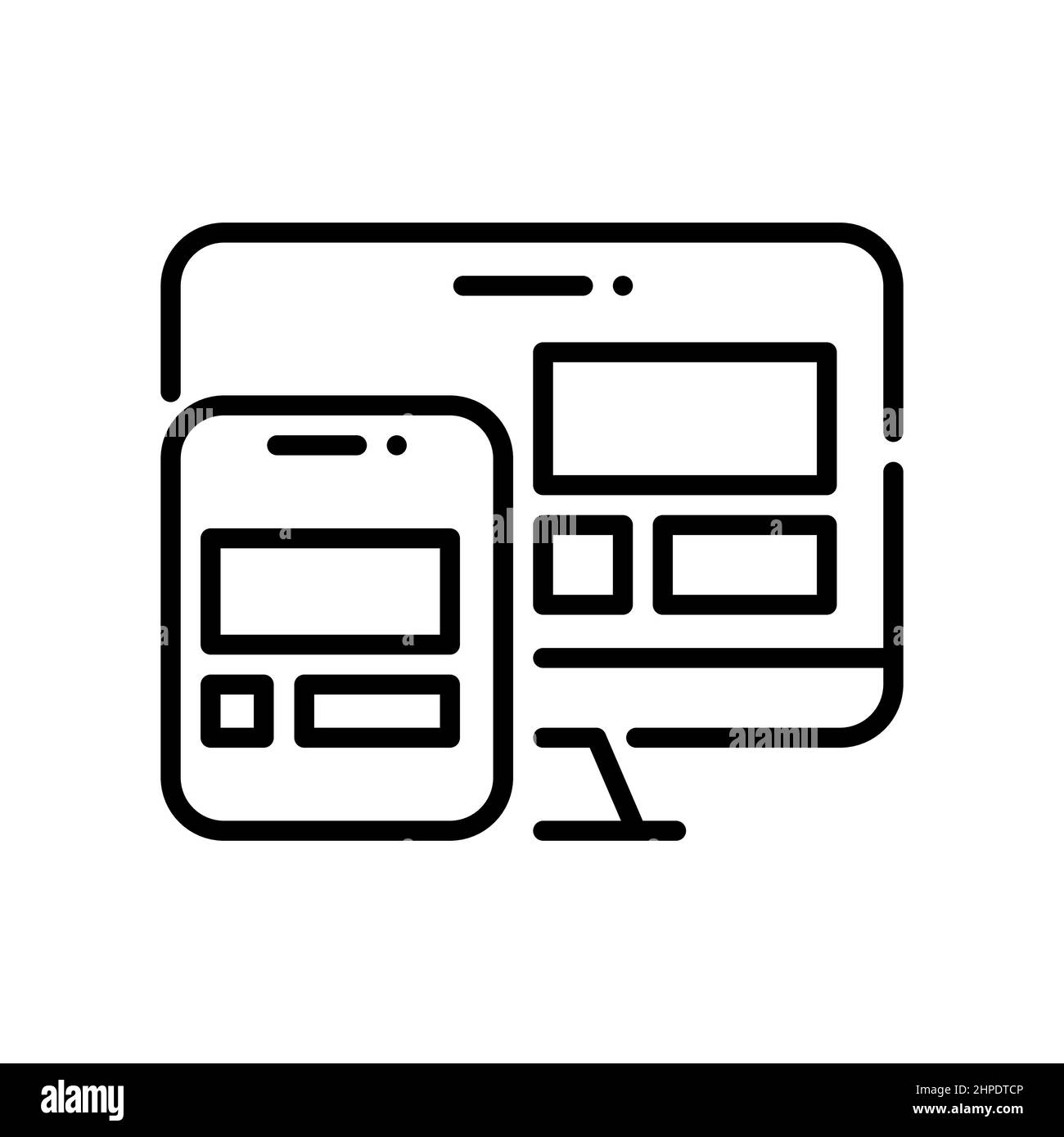 Scalable responsive web design symbol. Same layout on PC and tablet. Pixel perfect, editable ...