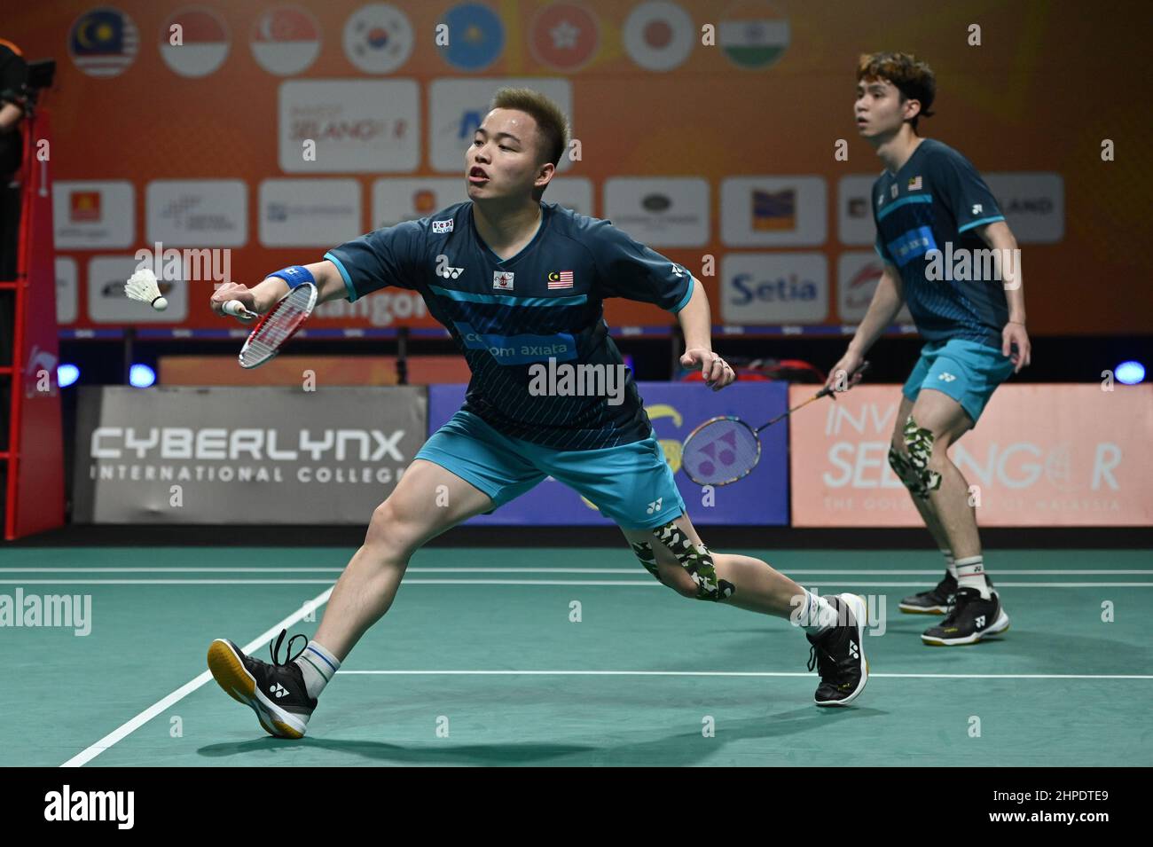 Shah Alam, Malaysia. 20th Feb, 2022. Aaron Chia (L)/Soh Wooi Yik of Malaysia compete during the ...