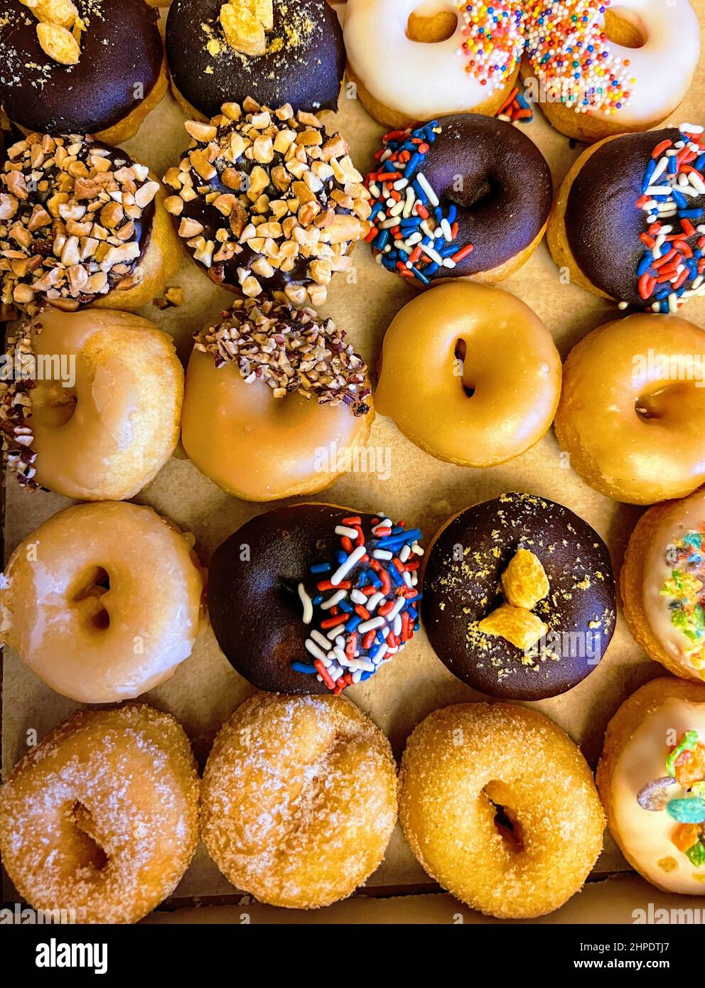 Topview of assorted mini donuts Stock Photo - Alamy