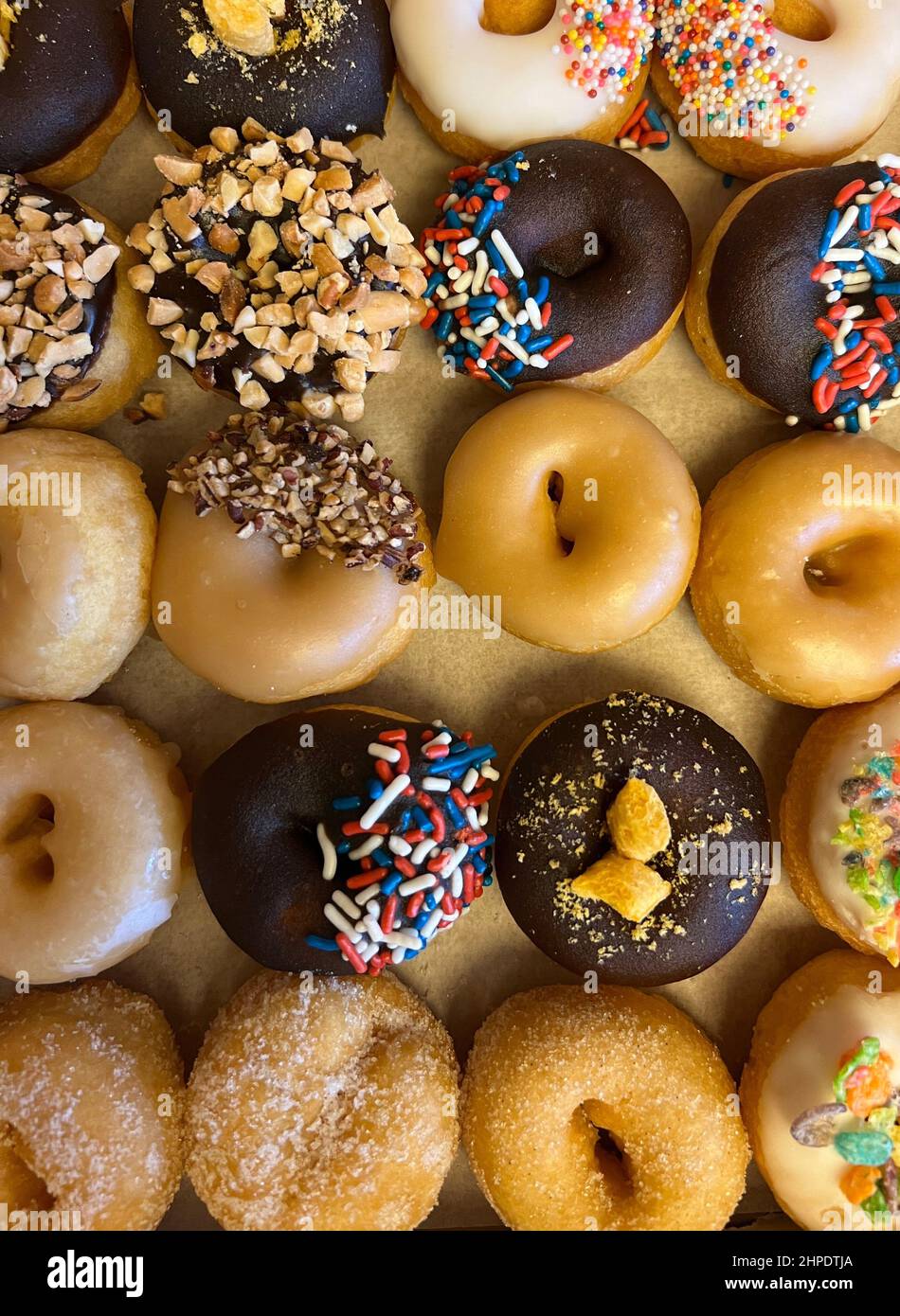 Topview of assorted mini donuts Stock Photo - Alamy