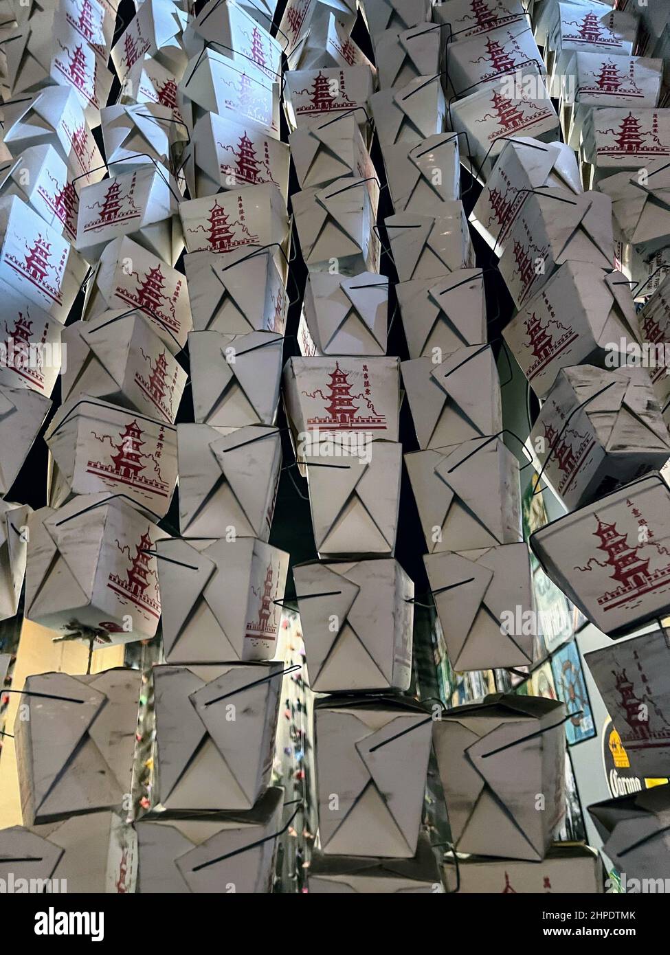 Tall stack of Asian togo containers Stock Photo - Alamy