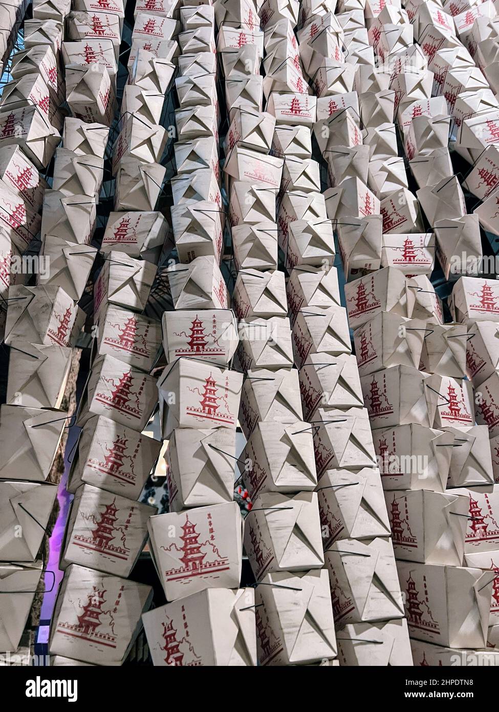 Tall stack of Asian togo containers Stock Photo - Alamy