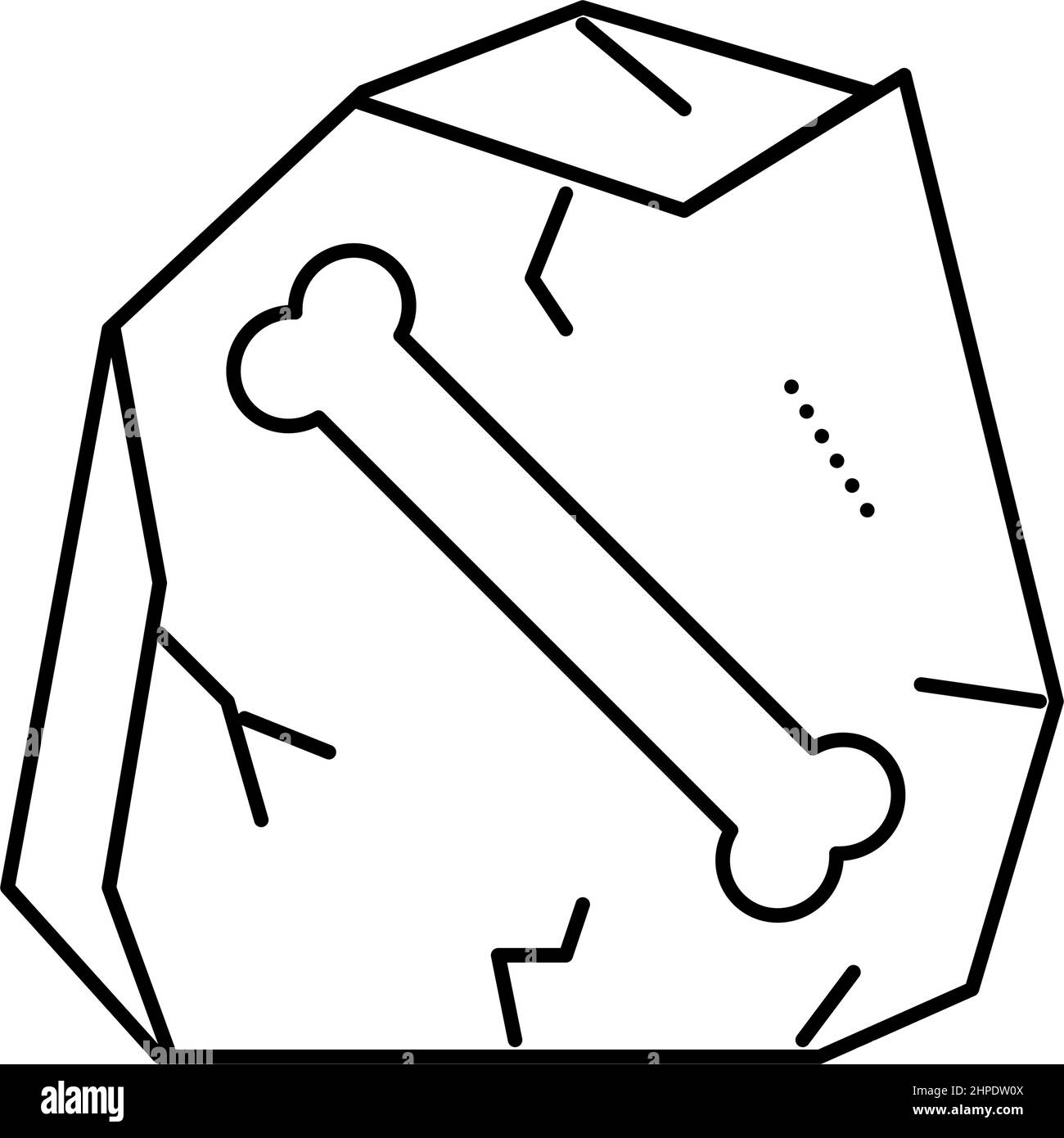 bone in stone line icon vector illustration Stock Vector Image & Art ...