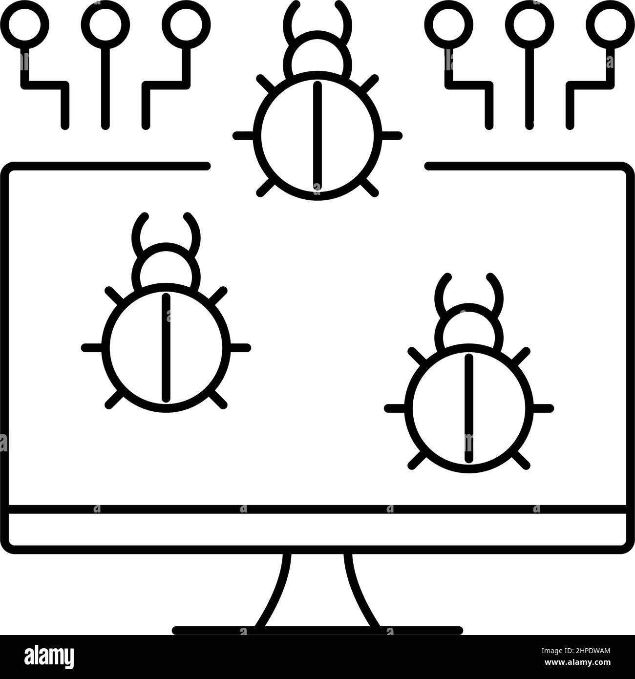 computer virus line icon vector illustration Stock Vector Image & Art ...
