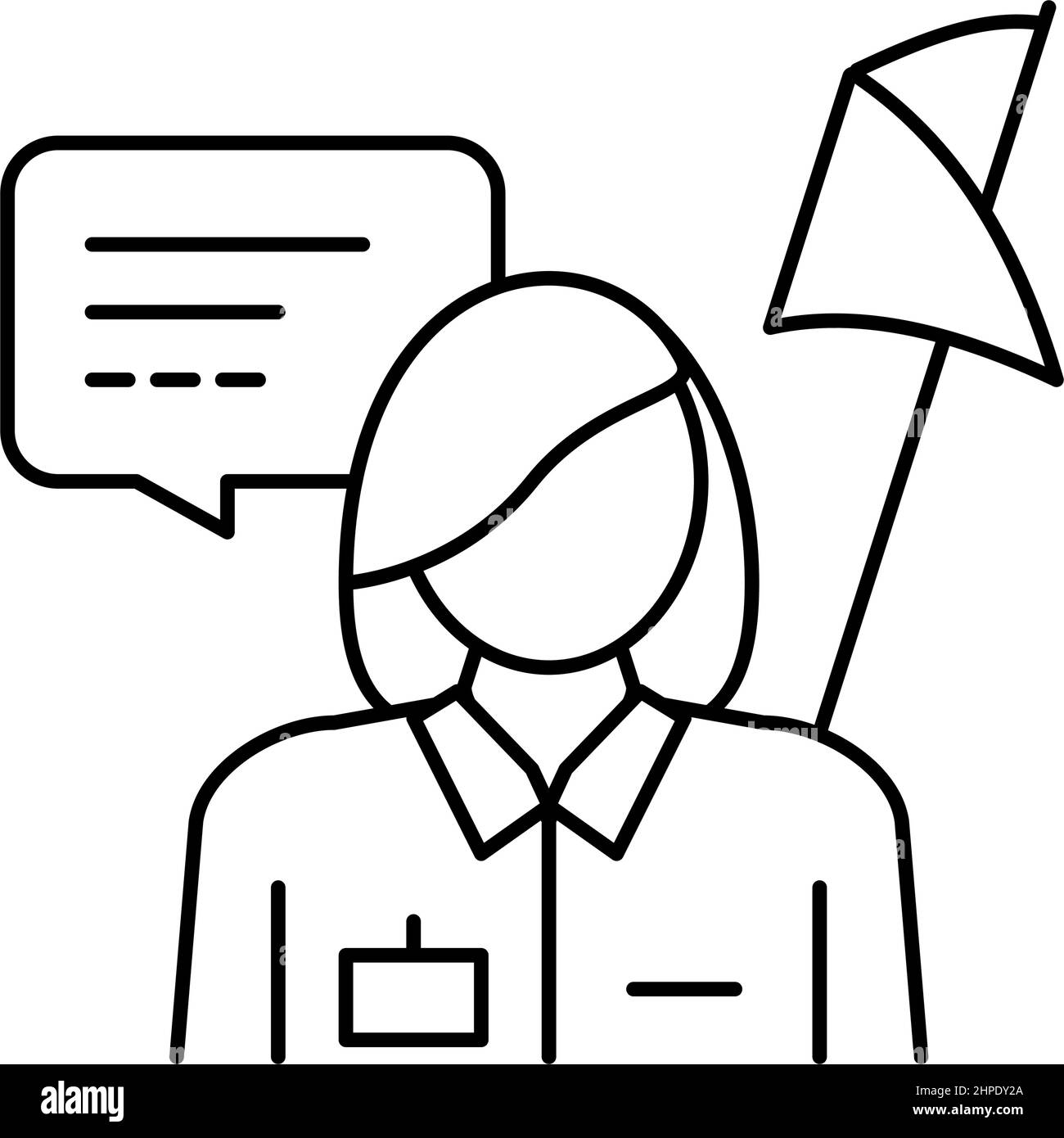 guid museum worker line icon vector illustration Stock Vector Image ...