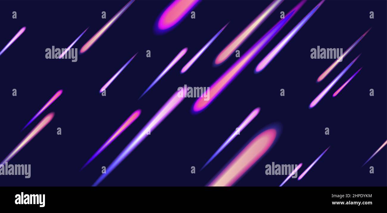 abstract vector background with lights from comets falling and creating ...