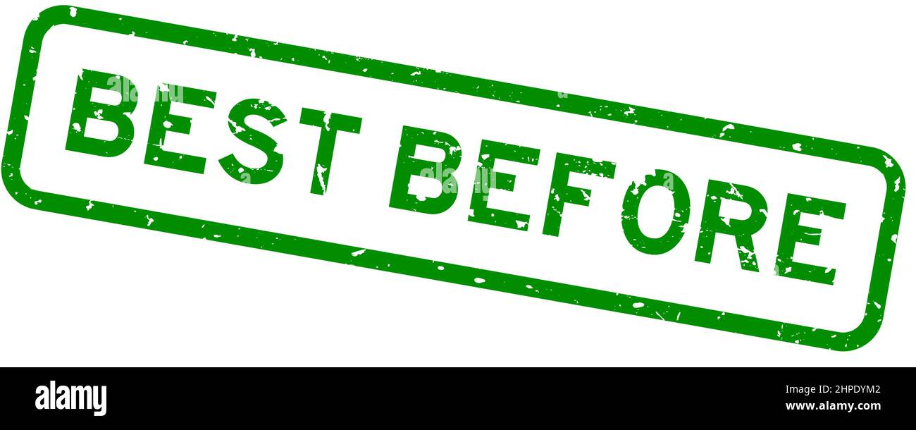 Grunge green best before word square rubber seal stamp on white ...