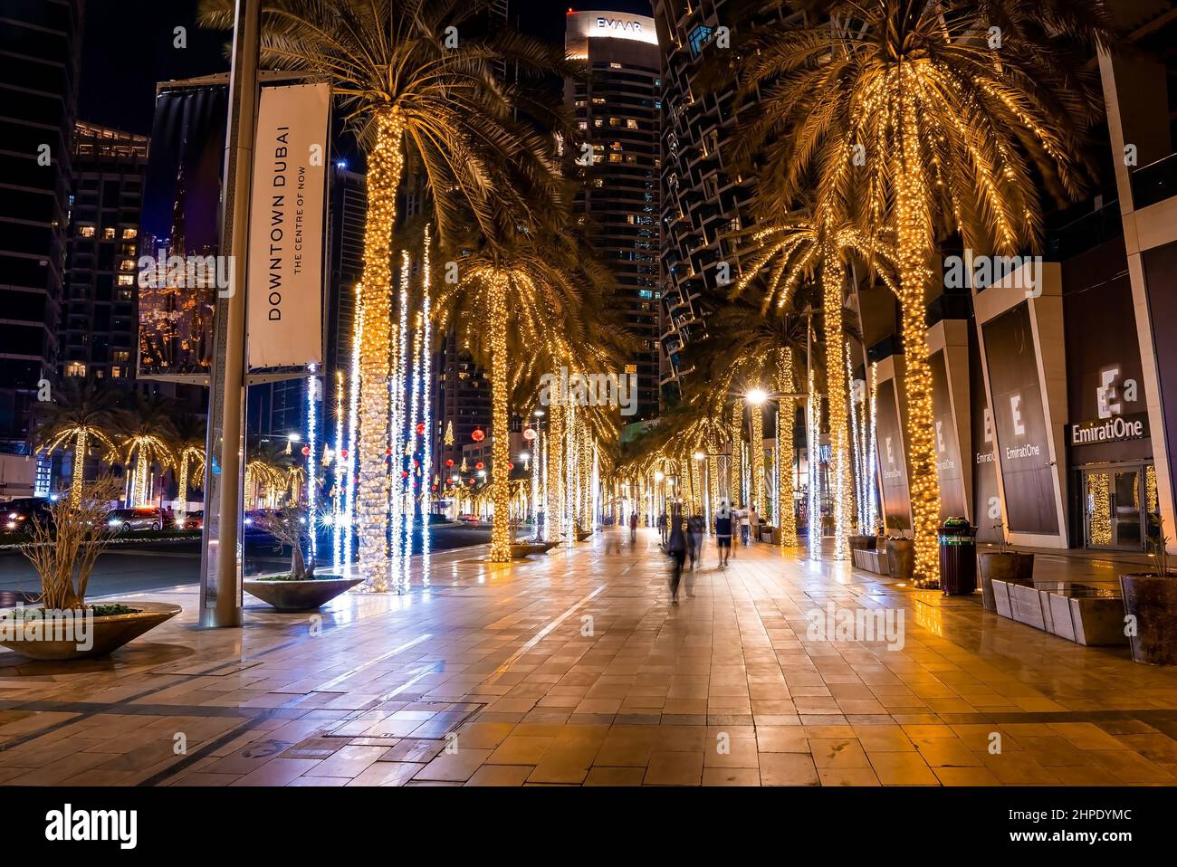 Dubai downtown city center skyline view at night Stock Photo - Alamy