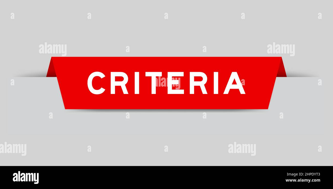 Red color inserted label with word criteria on gray background Stock ...