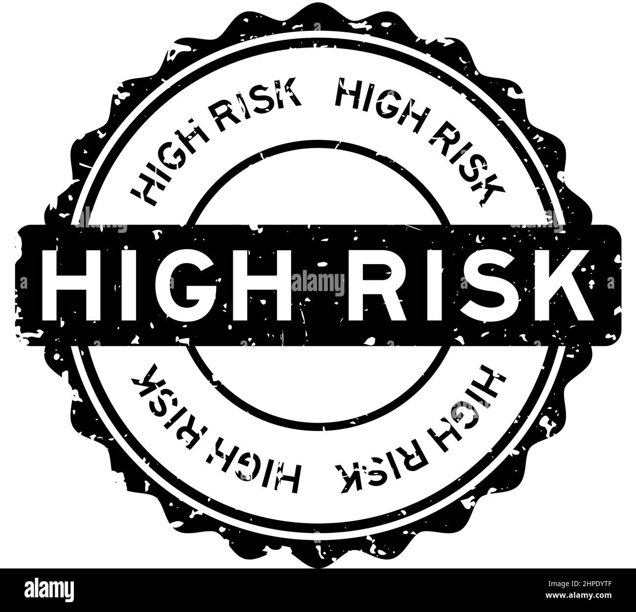 Grunge black high risk word round rubber seal stamp on white background ...