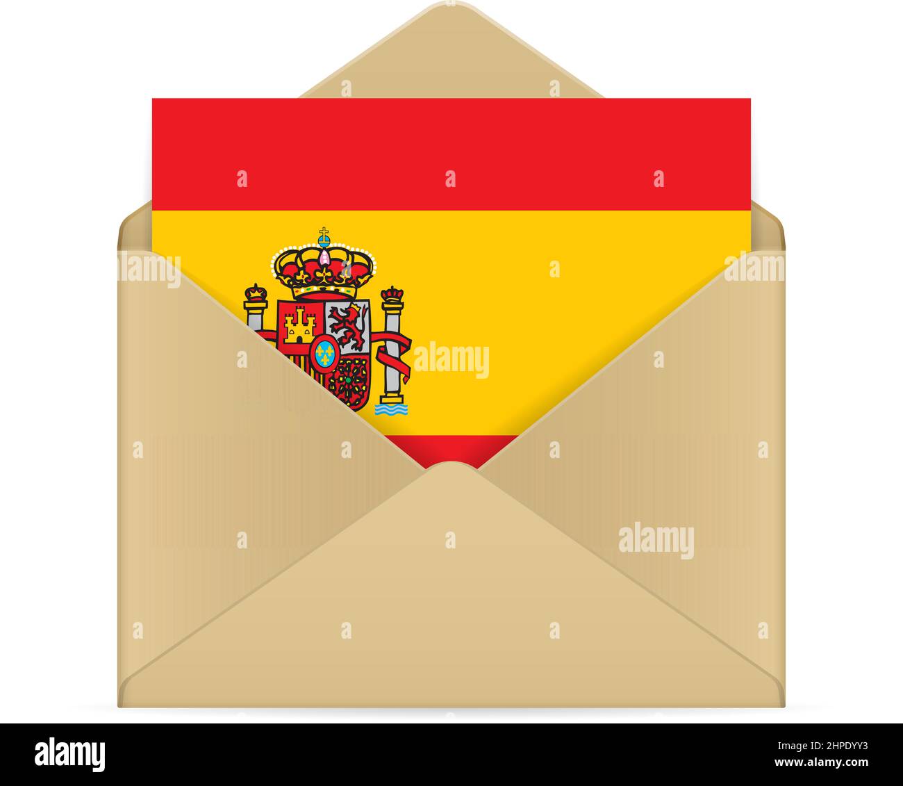 Envelope with Spain flag on a white background. Vector illustration ...