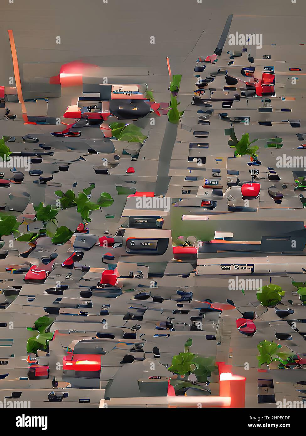 Abstract illustration of a colorful futuristic virtual city Stock Photo ...