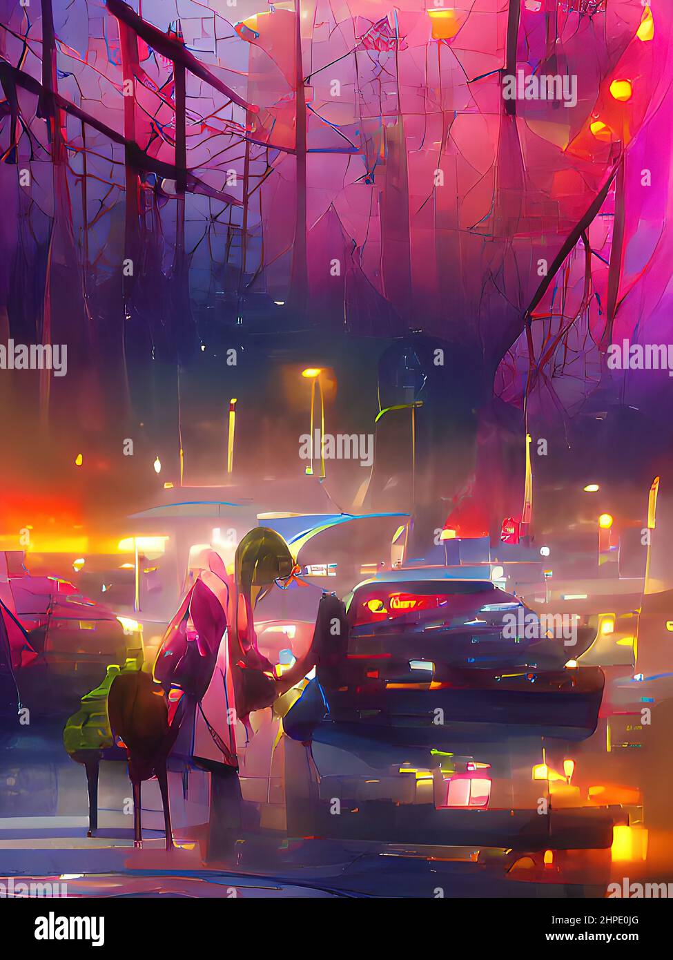 Abstract illustration of a colorful futuristic virtual city Stock Photo ...