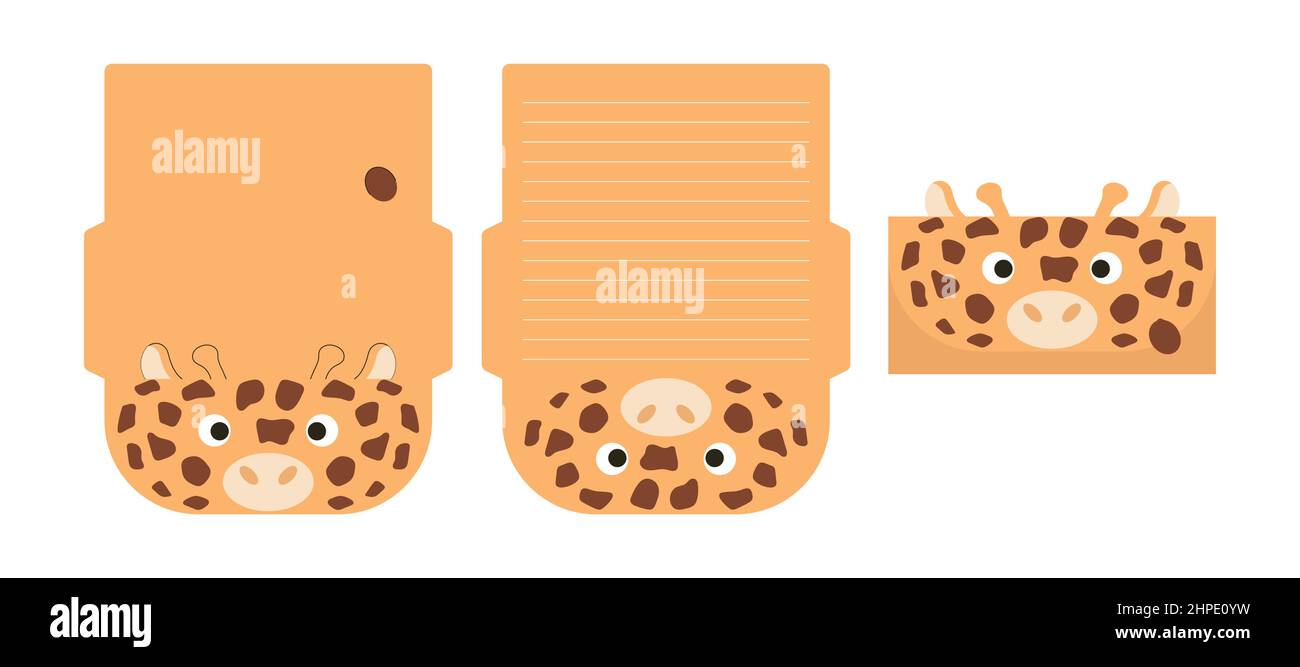 Cute lovely giraffe letter writing stationery paper laser cutting card ...