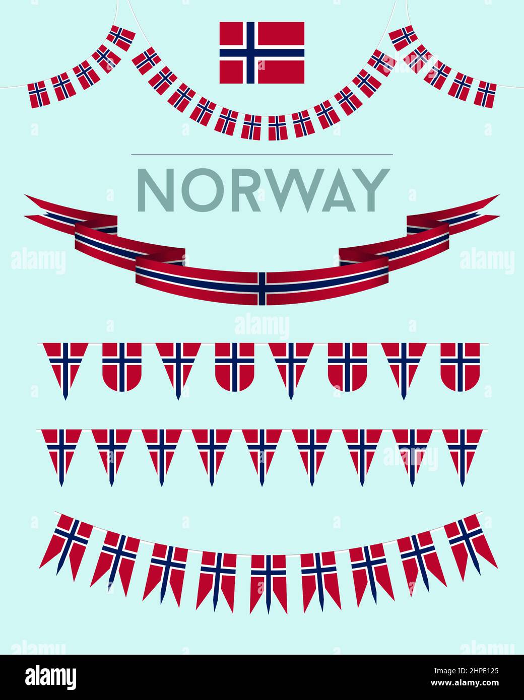 Set of Norwegian flag garlands and banners Stock Vector Image & Art - Alamy