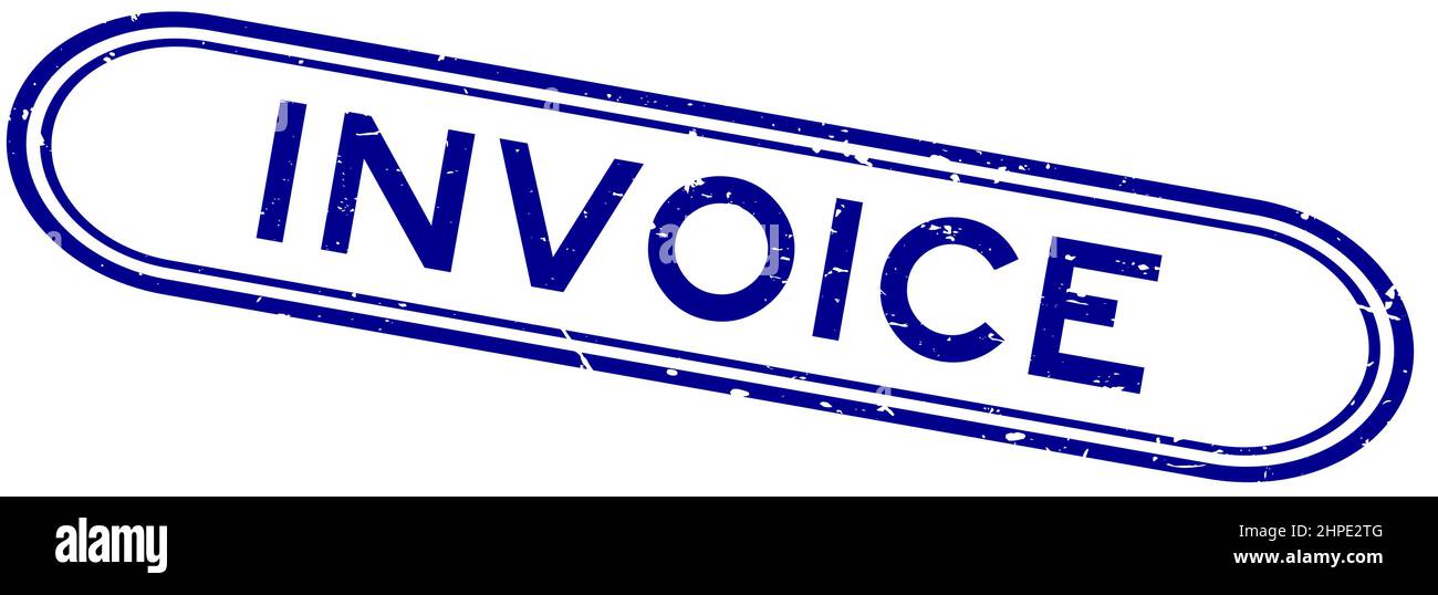 Grunge blue invoice word rubber seal stamp on white background Stock ...