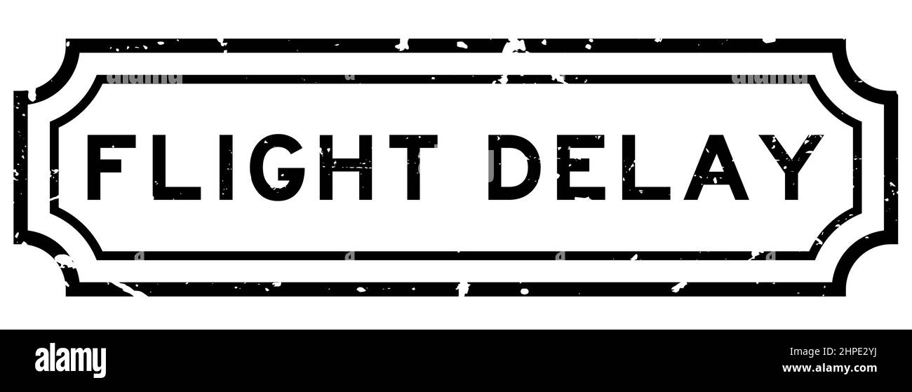 Grunge black flight delay word rubber seal stamp on white background ...