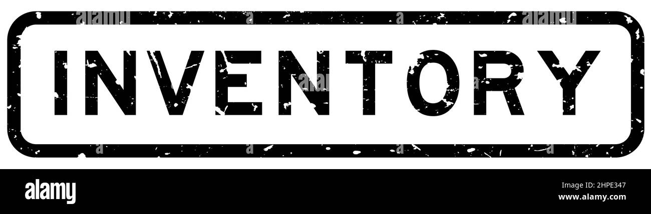 Grunge black inventory word square rubber seal stamp on white ...