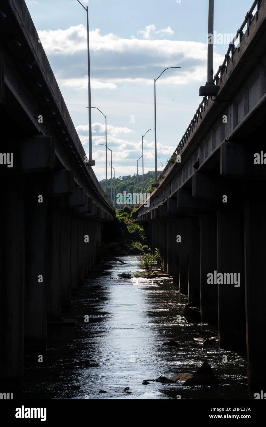 Standing between two bridges from I-126 in Columbia, SC. The bridges ...