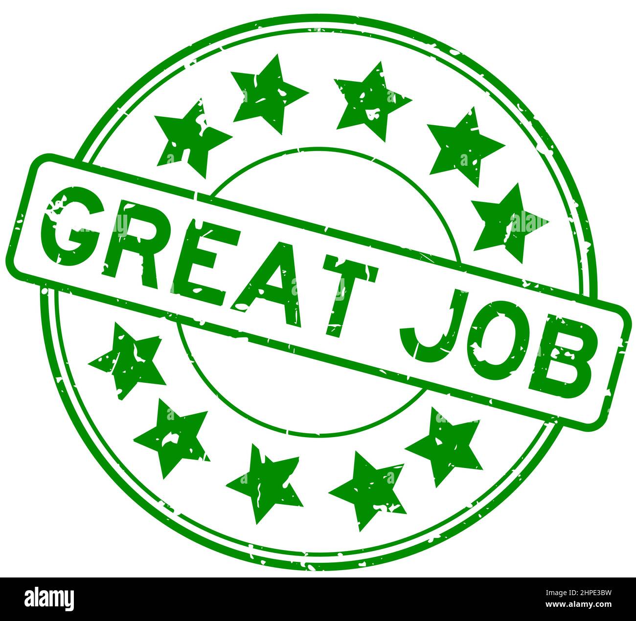 Grunge green great job word round rubber seal stamp on white background ...