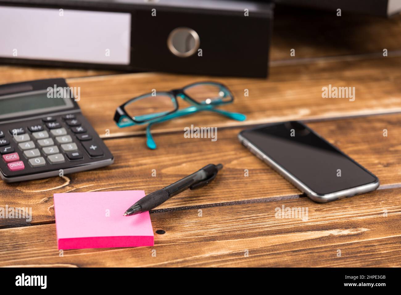 Workplace desk with different objects Stock Photo - Alamy