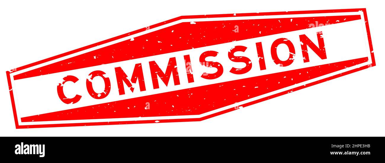 Grunge red commission word hexagon rubber seal stamp on white background Stock Vector Image ...