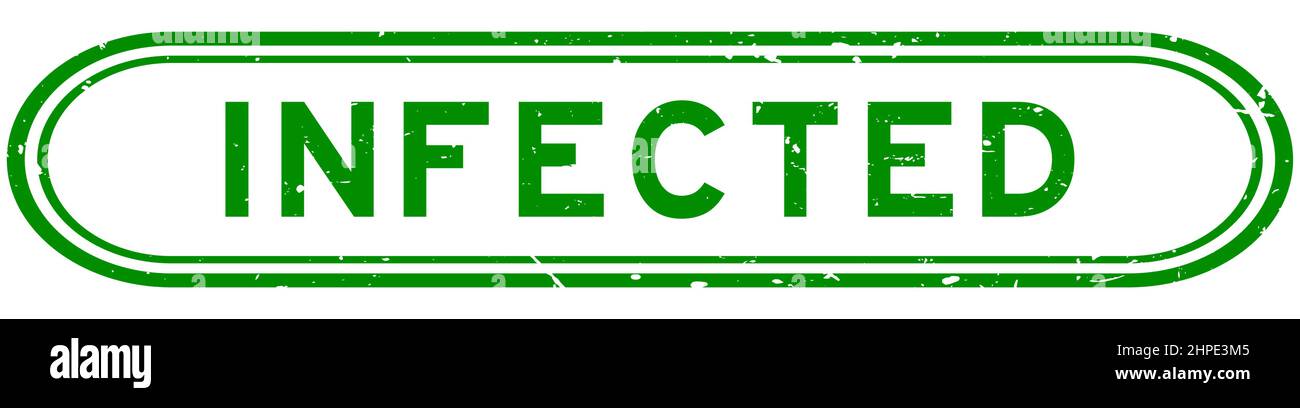 Grunge green infected word rubber seal stamp on white background Stock ...