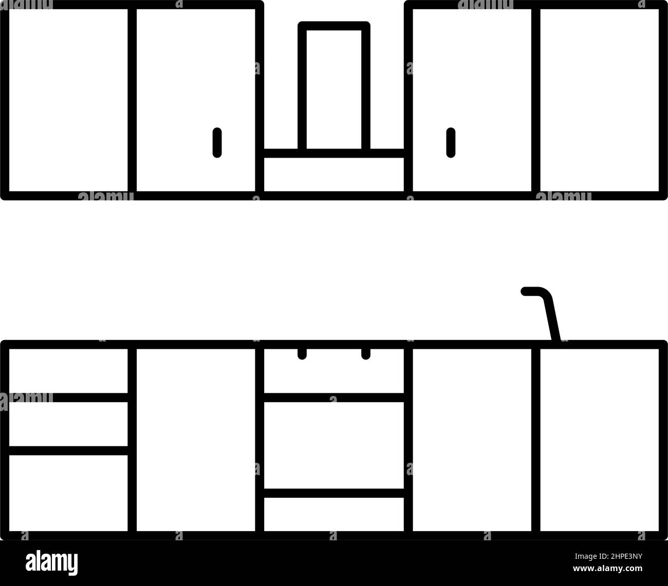 kitchen furniture line icon vector illustration Stock Vector Image ...