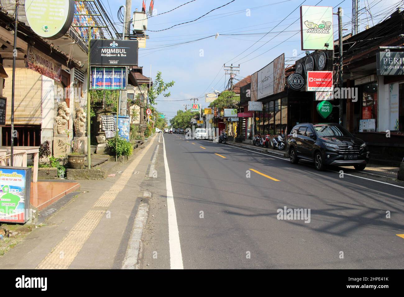 Pandemic effect on Ubud town center that was usually crowded. Taken ...