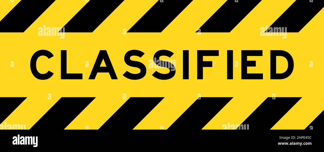 Yellow and black color with line striped label banner with word ...