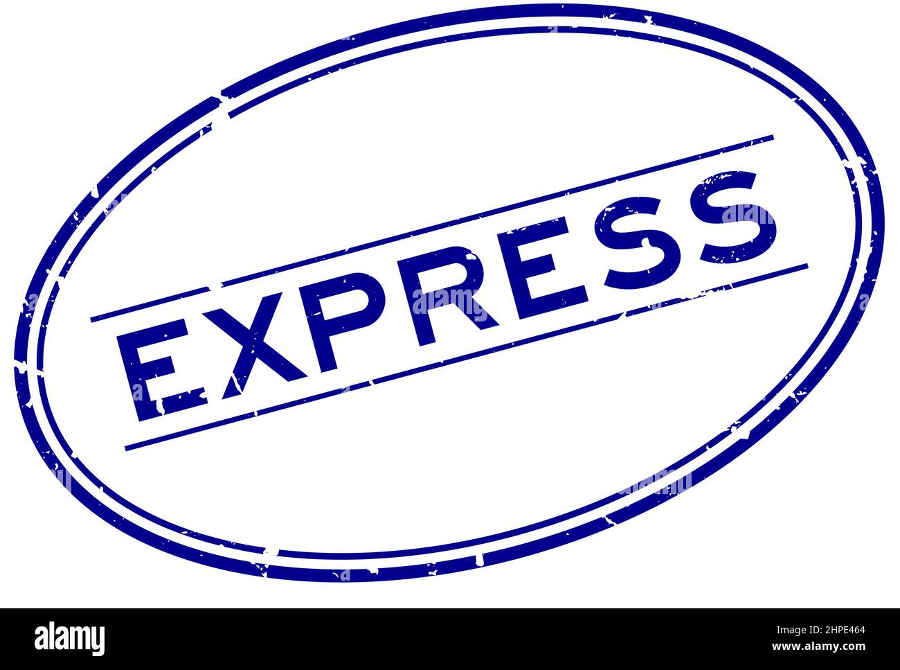 Grunge blue express word oval rubber seal stamp on white background ...