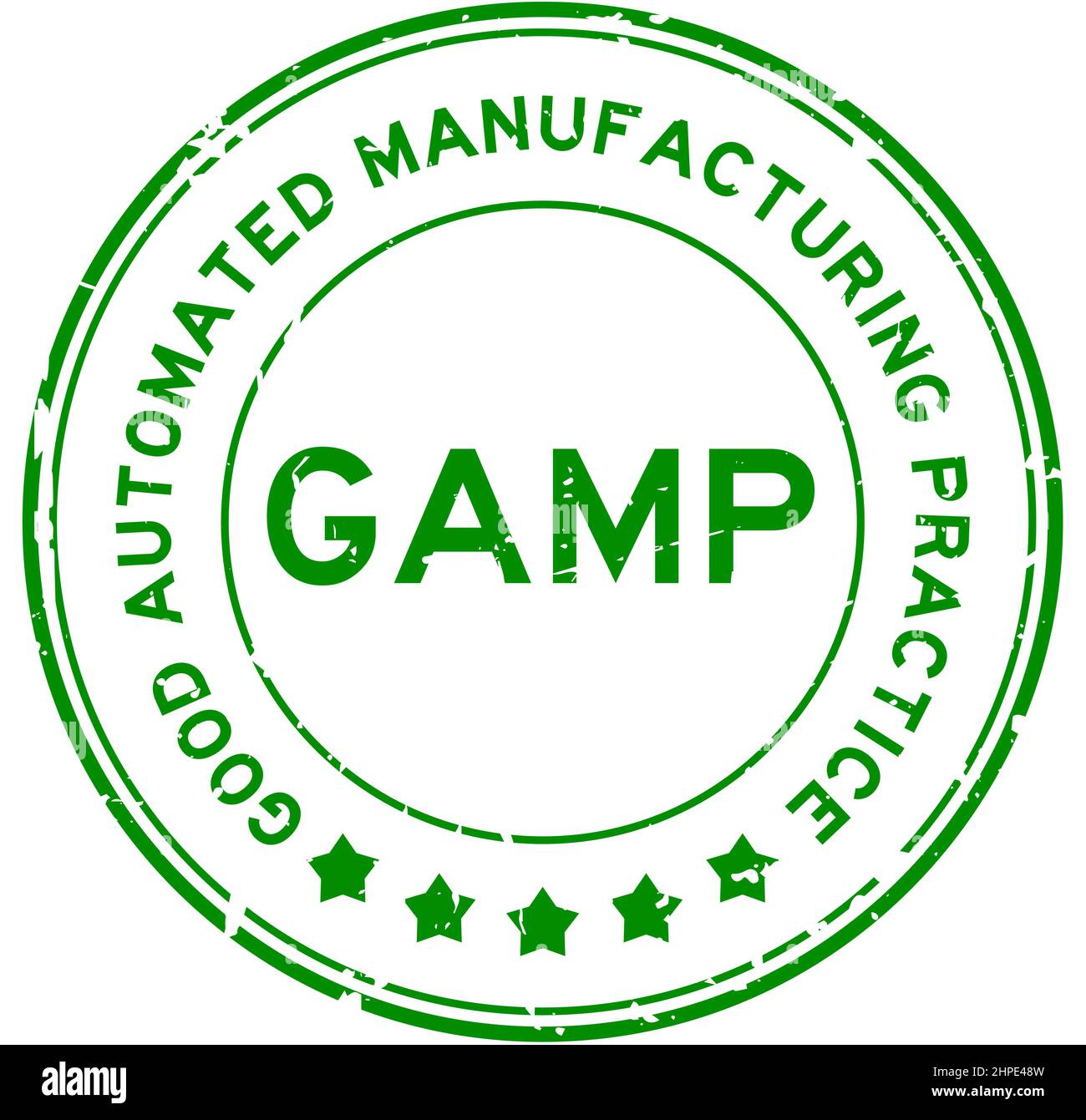 Grunge green GAMP Good Automated Manufacturing Practice word round ...